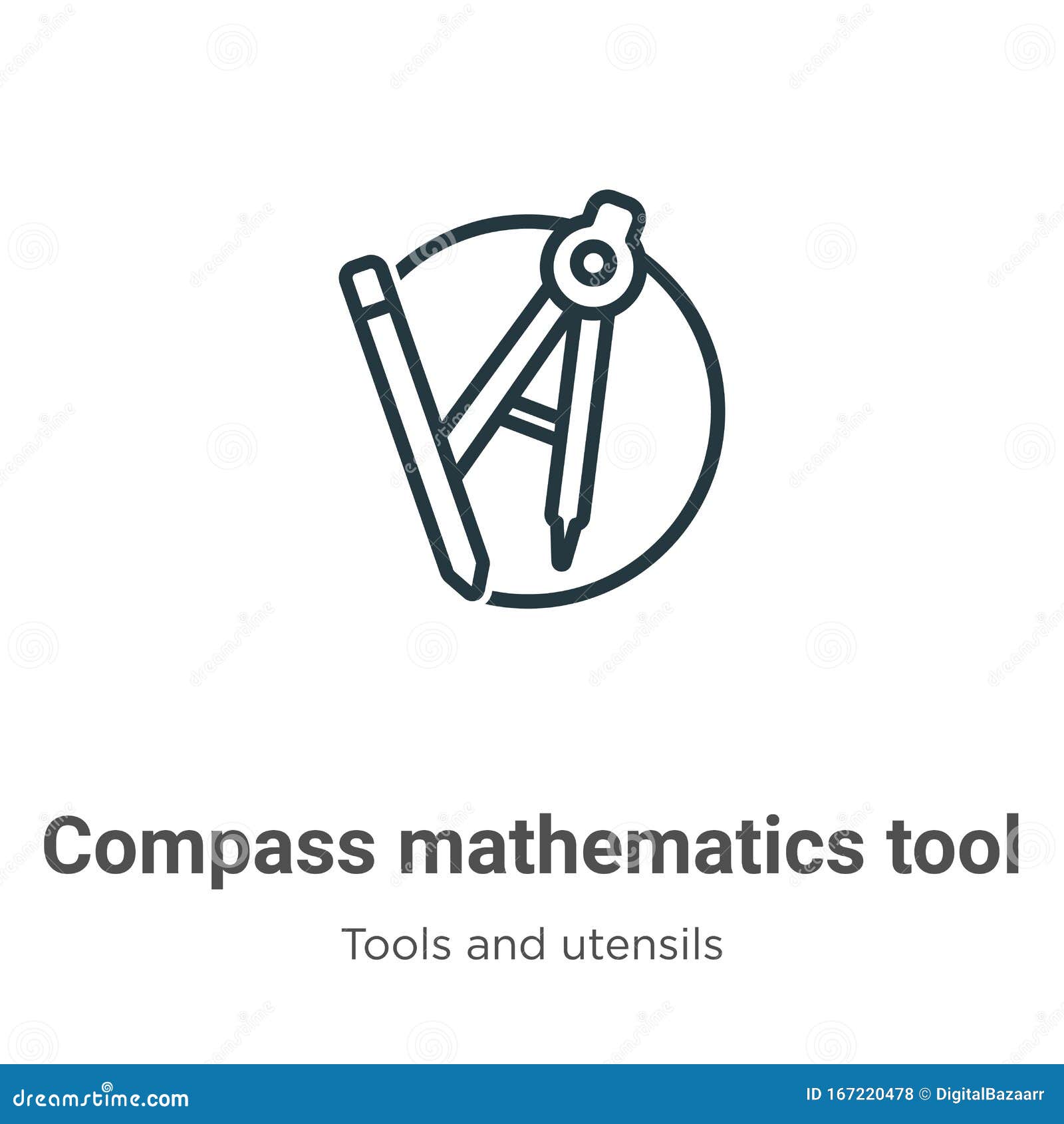 Compass Mathematics Tool For Drawing Circles Icon On White Background ...