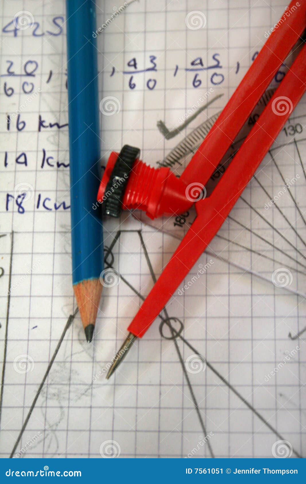 Compass on maths book stock image. Image of math, pencil - 7561051