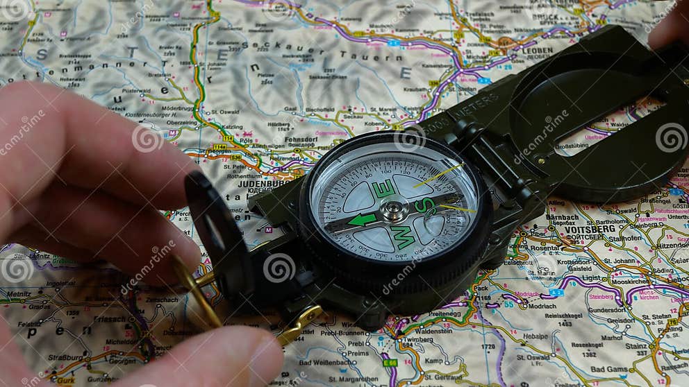 Compass for Measuring Distance between Points on Road Map. Device for ...