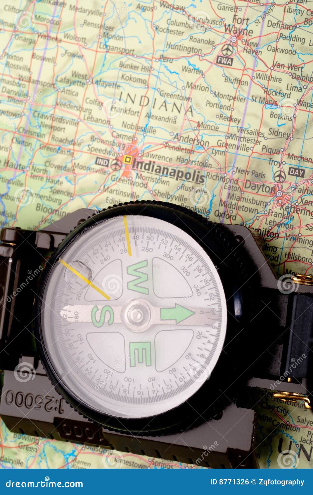 Compass on modern map stock photo. Image of background - 8771326