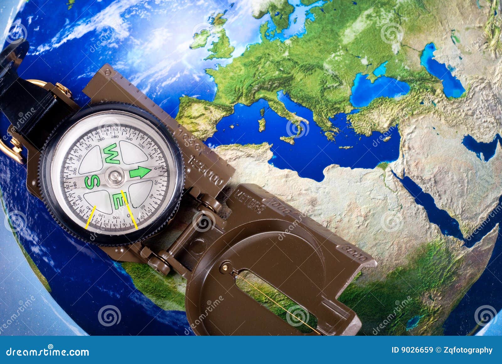 Compass on modern map stock image. Image of planet, discovery - 9026659