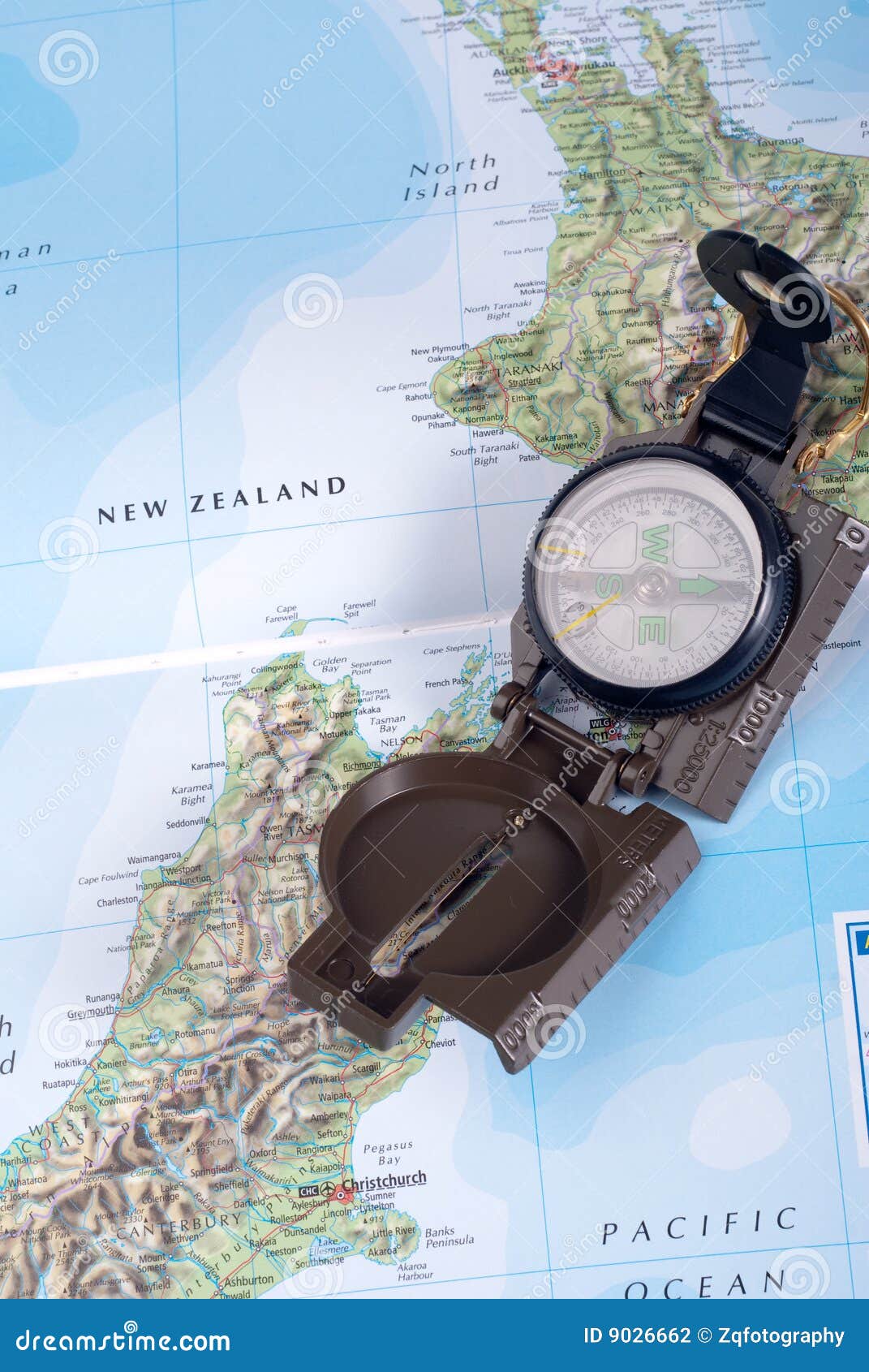 Compass on modern map stock photo. Image of paper, location - 9026662