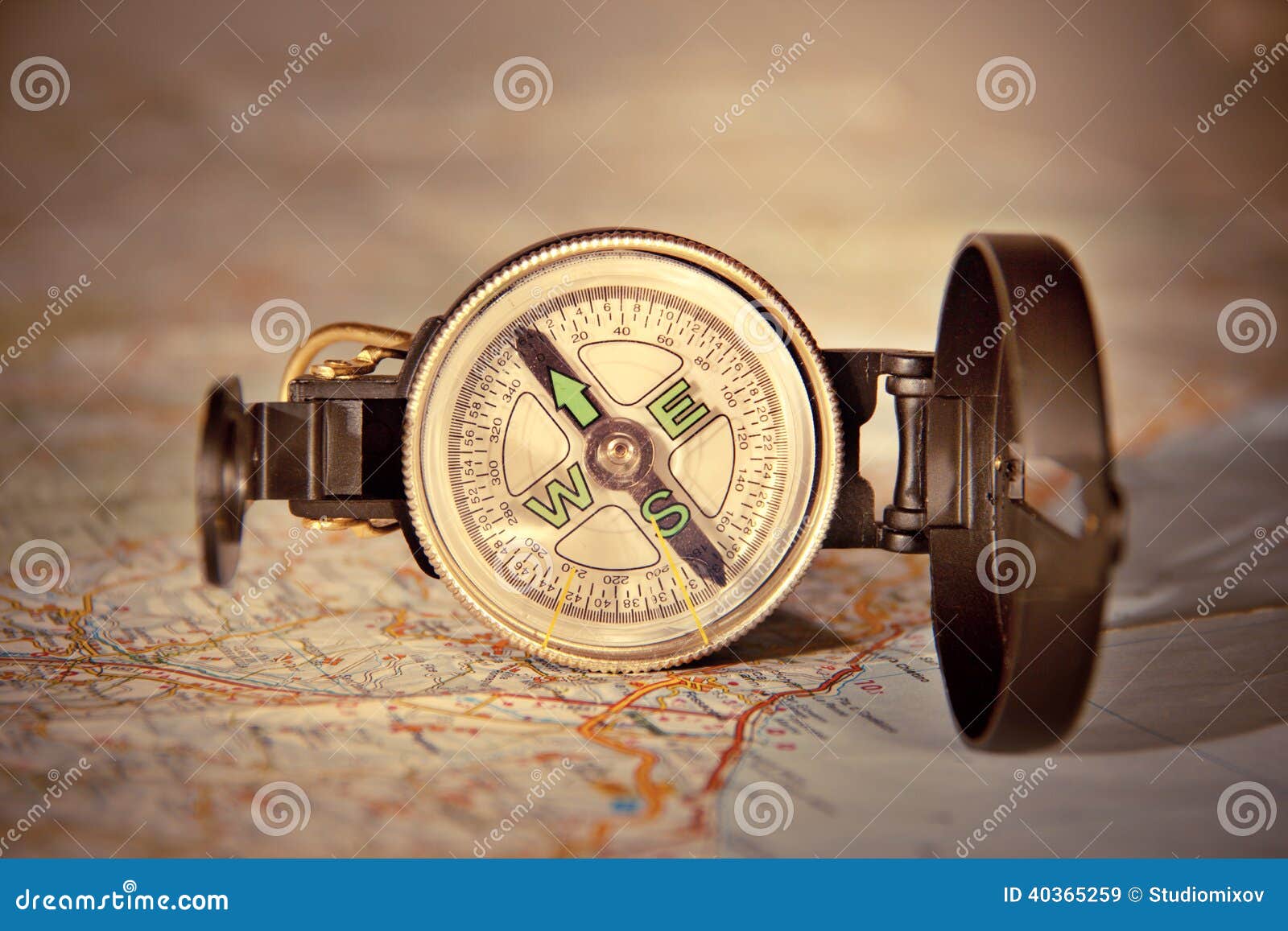 Compass on modern map stock image. Image of dirty, concept - 40365259