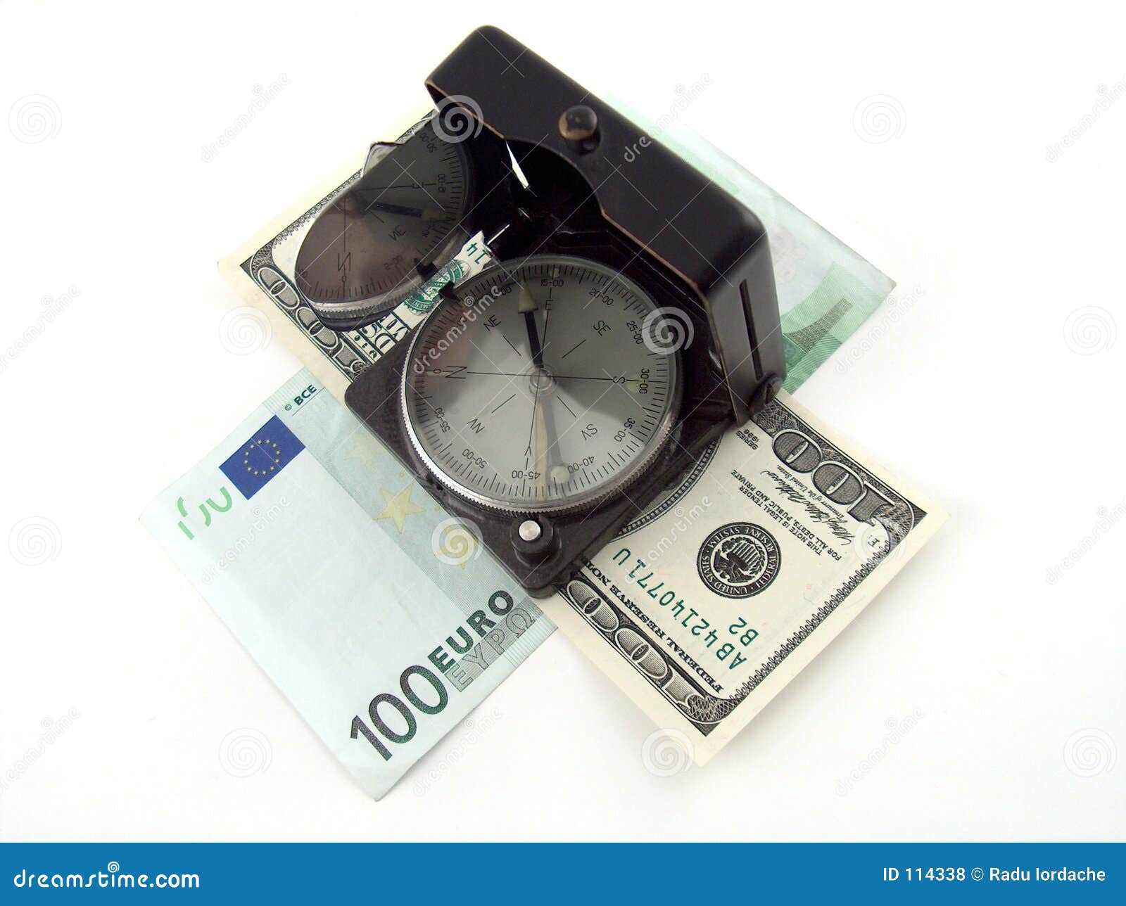 Compass and money stock photo. Image of management, finance - 114338