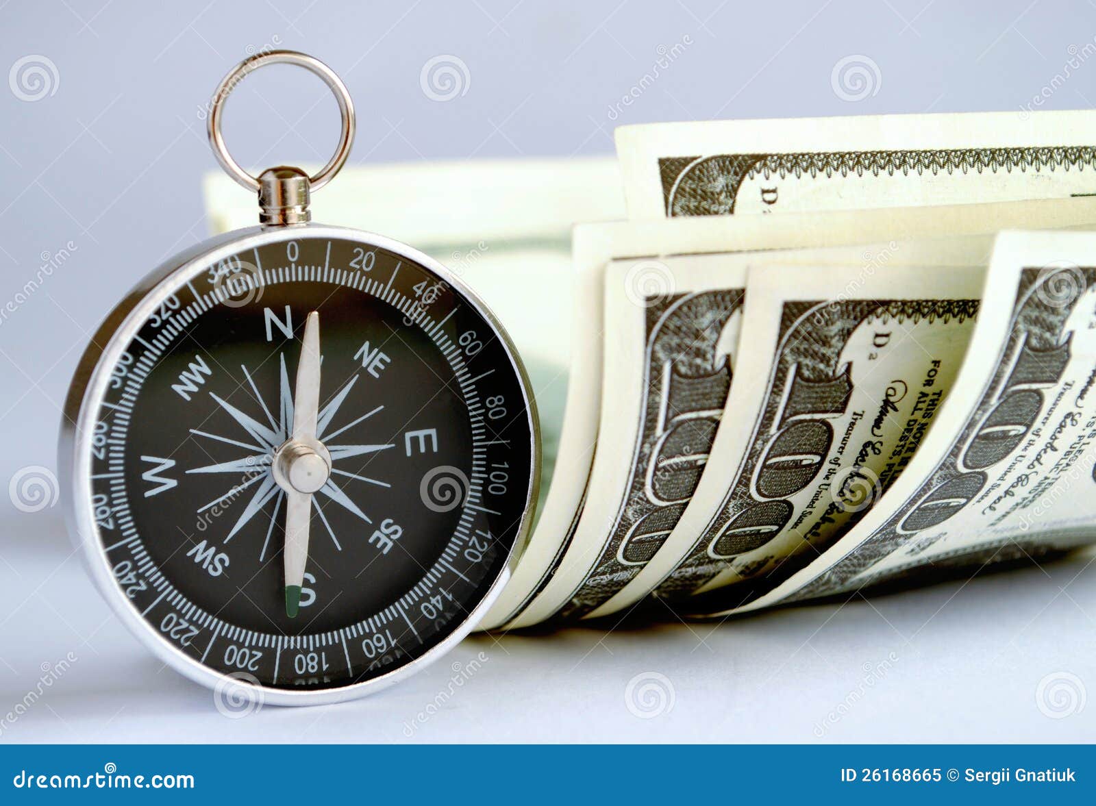 Compass and money stock image. Image of data, forward - 26168665
