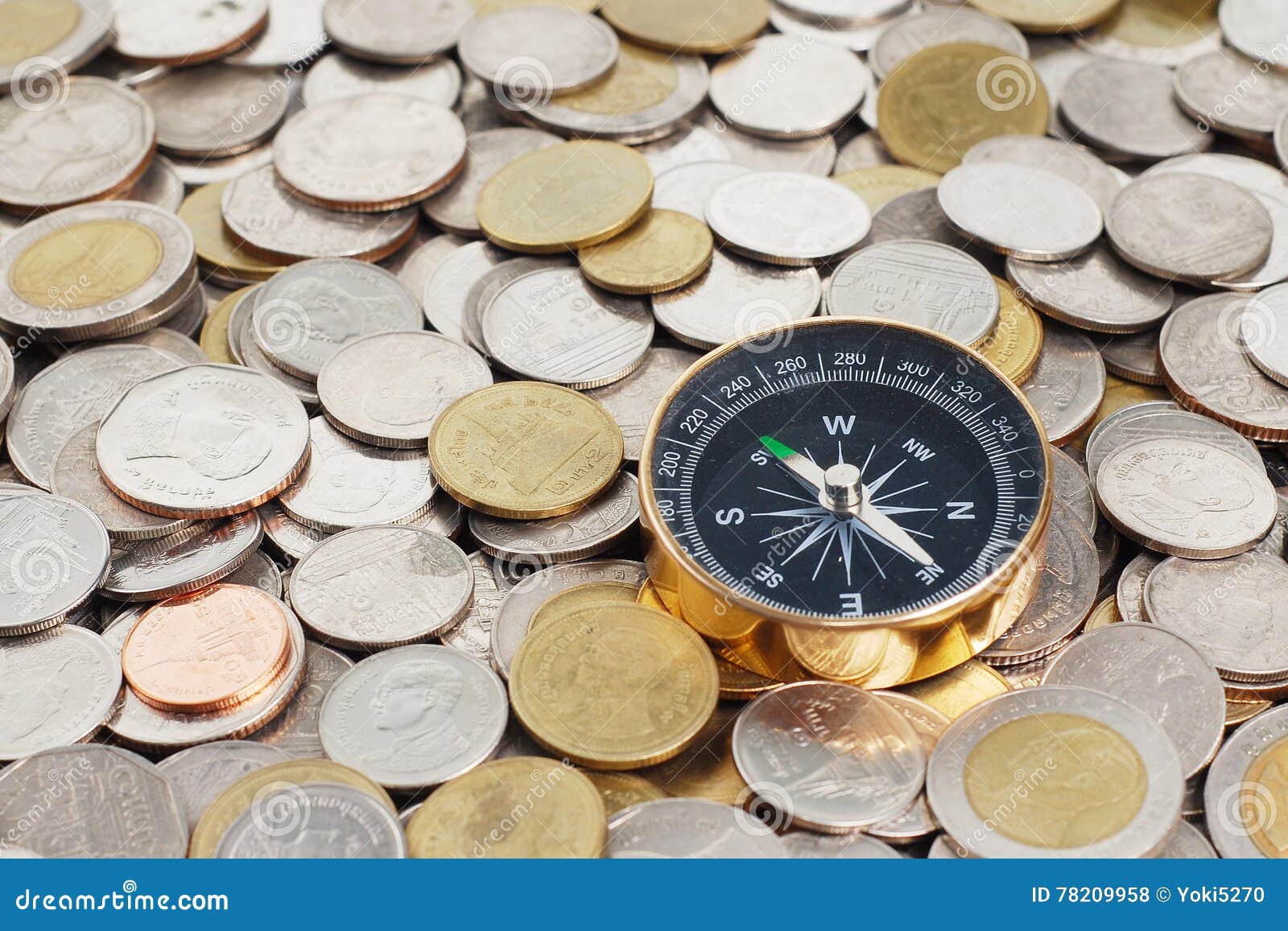 Compass and money stock photo. Image of compass, cent - 78209958