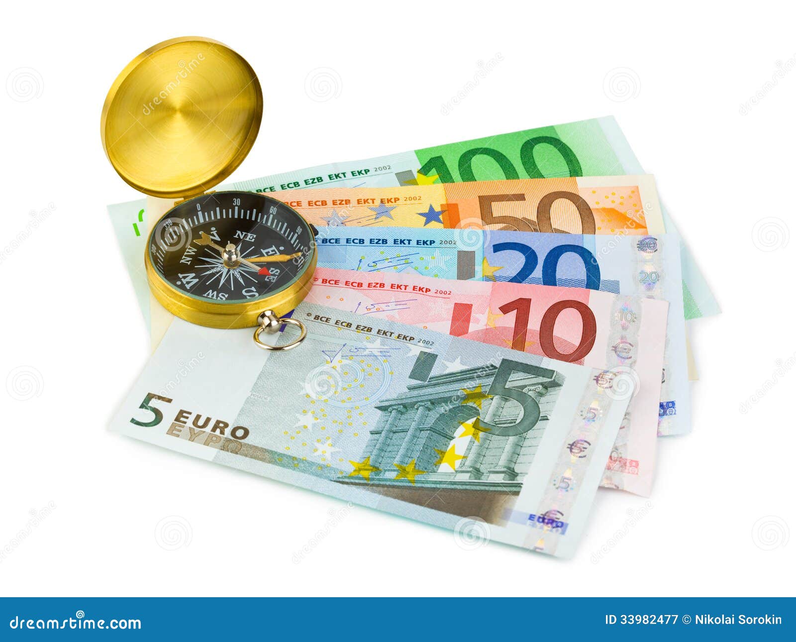 Compass and money stock image. Image of bank, magnet - 33982477