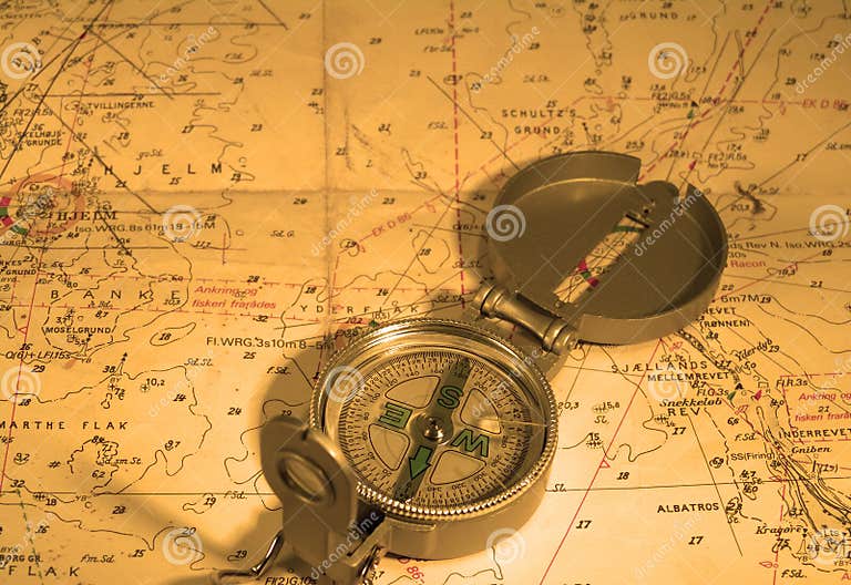 Compass and nautical map stock photo. Image of mapping - 246788