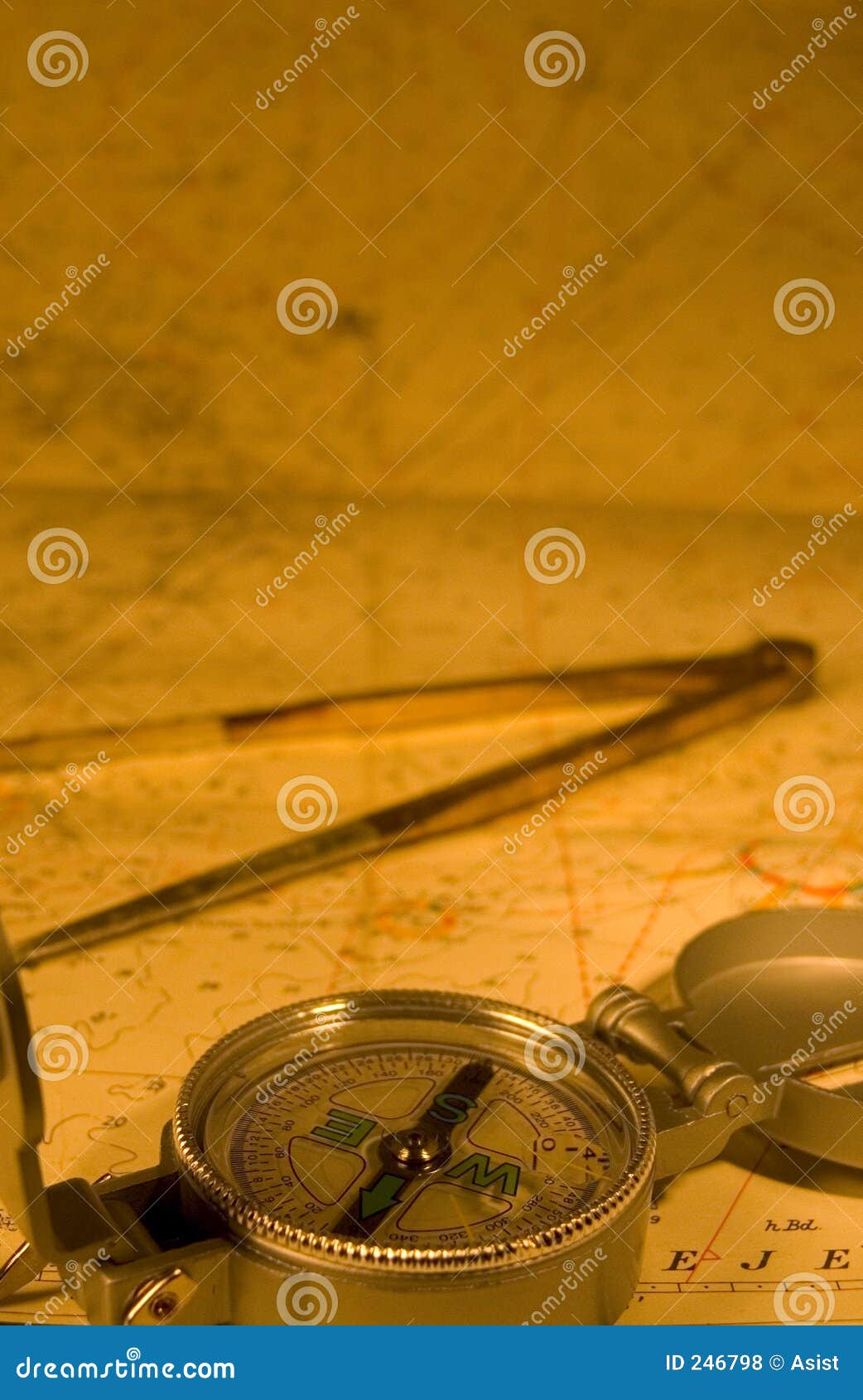 Compass and nautical map stock photo. Image of ocean, waypoint - 246798