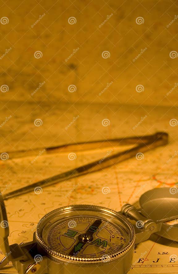 Compass and nautical map stock photo. Image of ocean, waypoint - 246798