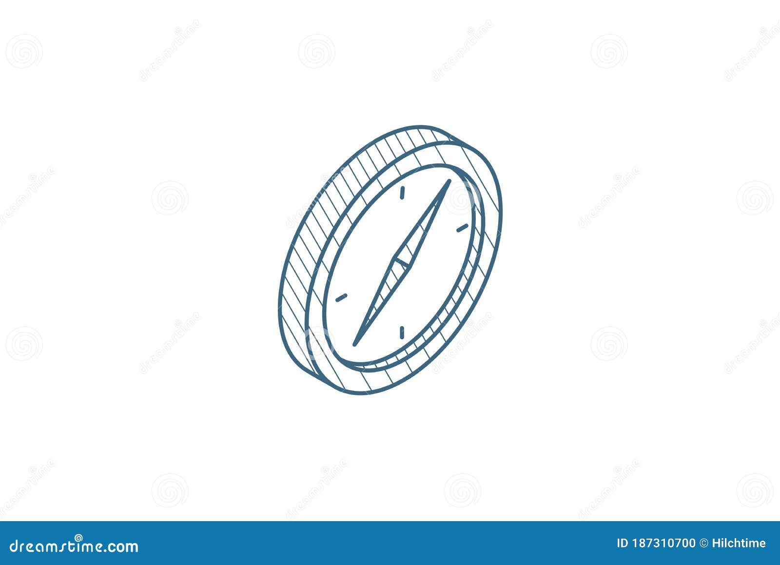 Compass, Navigation Isometric Icon. 3d Line Art Technical Drawing ...