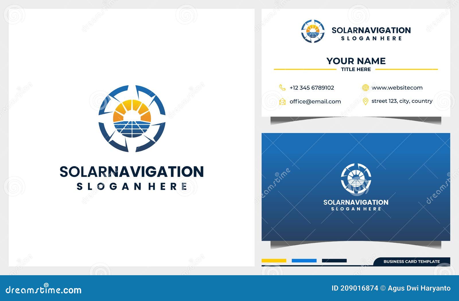 Compass Navigation with Solar Panel Energy Logo Concept and Business ...