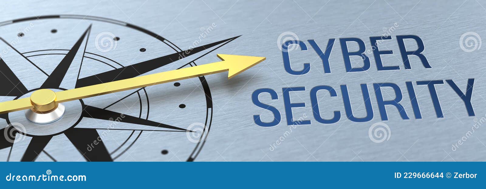 Compass Needle Pointing To the Words Cyber Security - 3d Rendering ...