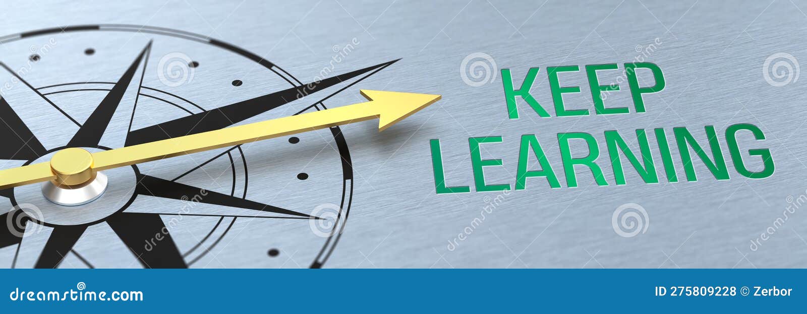 Compass Needle Pointing To the Words Keep Learning Stock Illustration ...