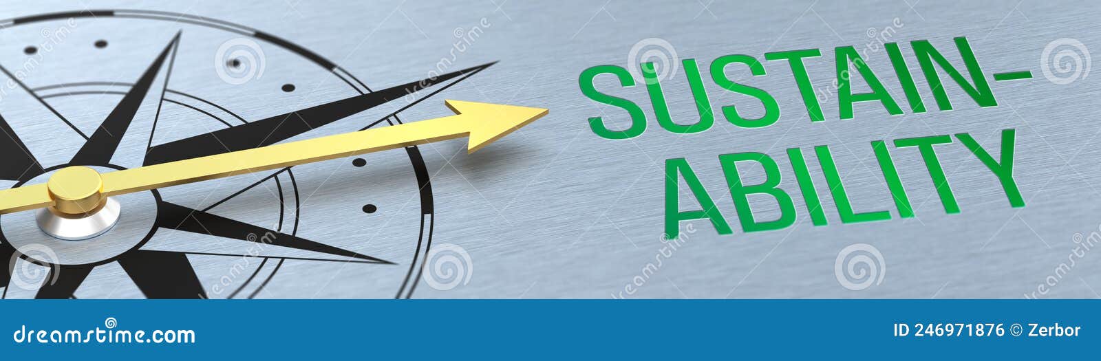 Compass Needle Pointing To the Words Sustainability - 3d Rendering ...
