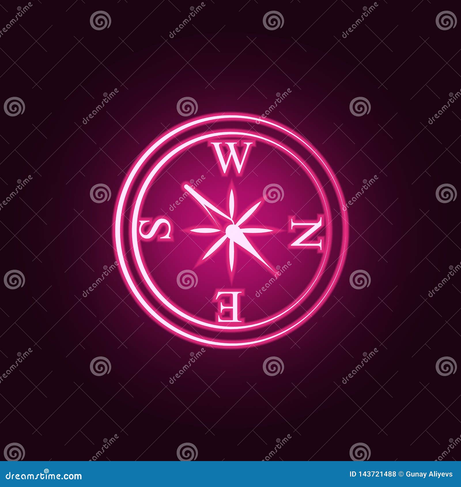 Compass Neon Icon. Elements of Travel Set Stock Illustration ...