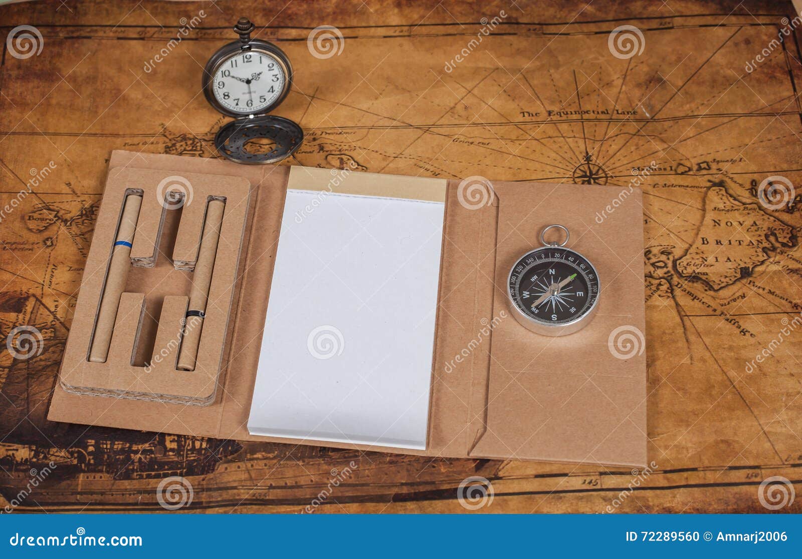 Compass with Note Book on Old Map Vintage Stock Photo - Image of ...
