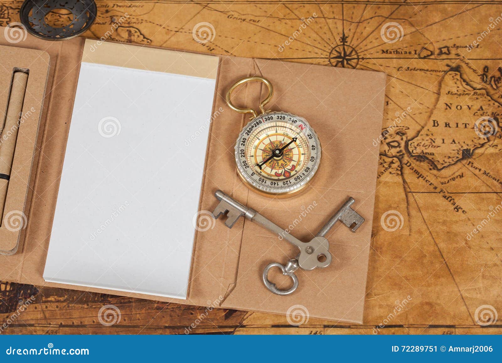 Compass with Note Book on Old Map Vintage Stock Image - Image of ...