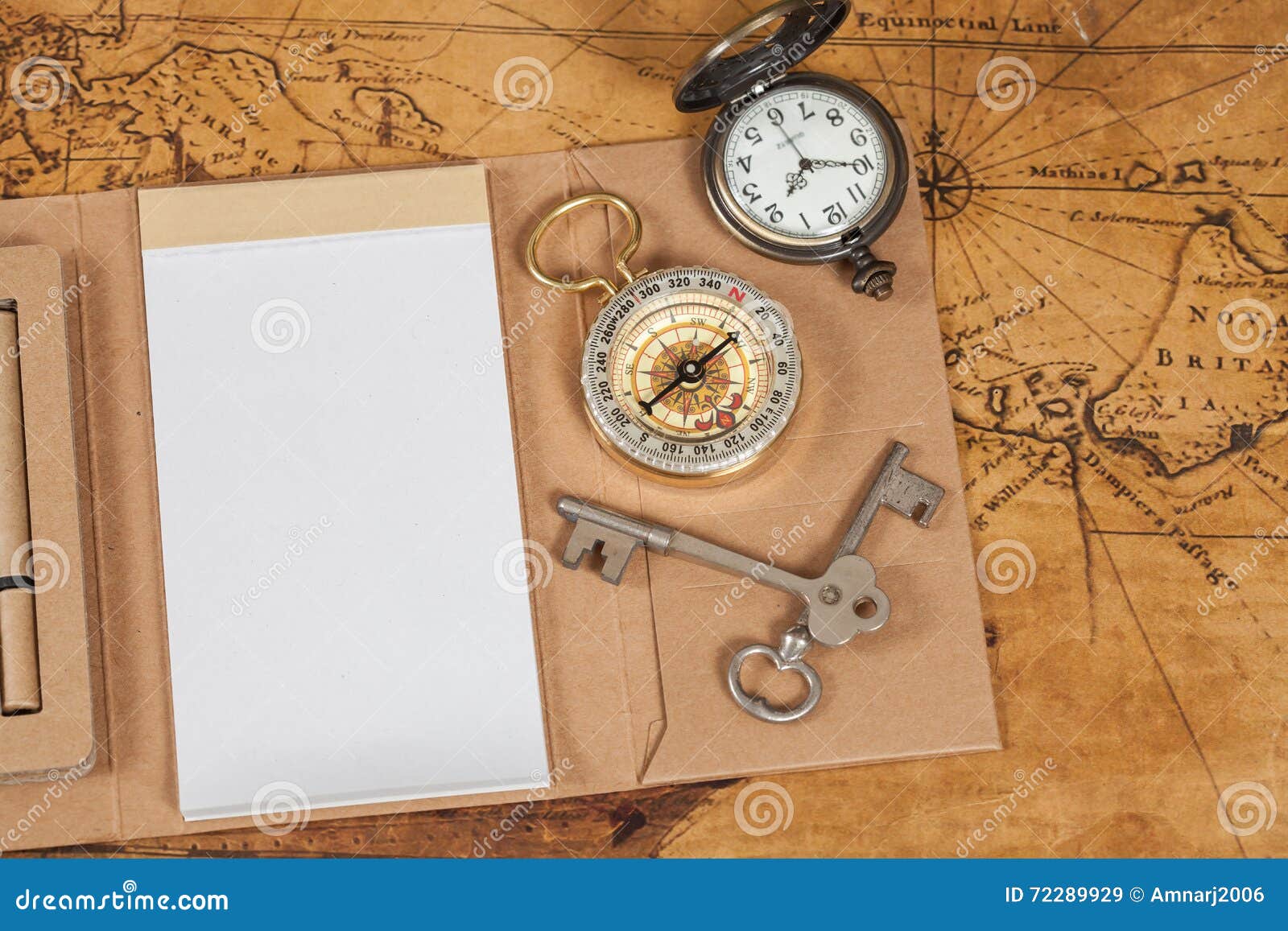 Compass with Note Book on Old Map Vintage Stock Image - Image of grunge ...