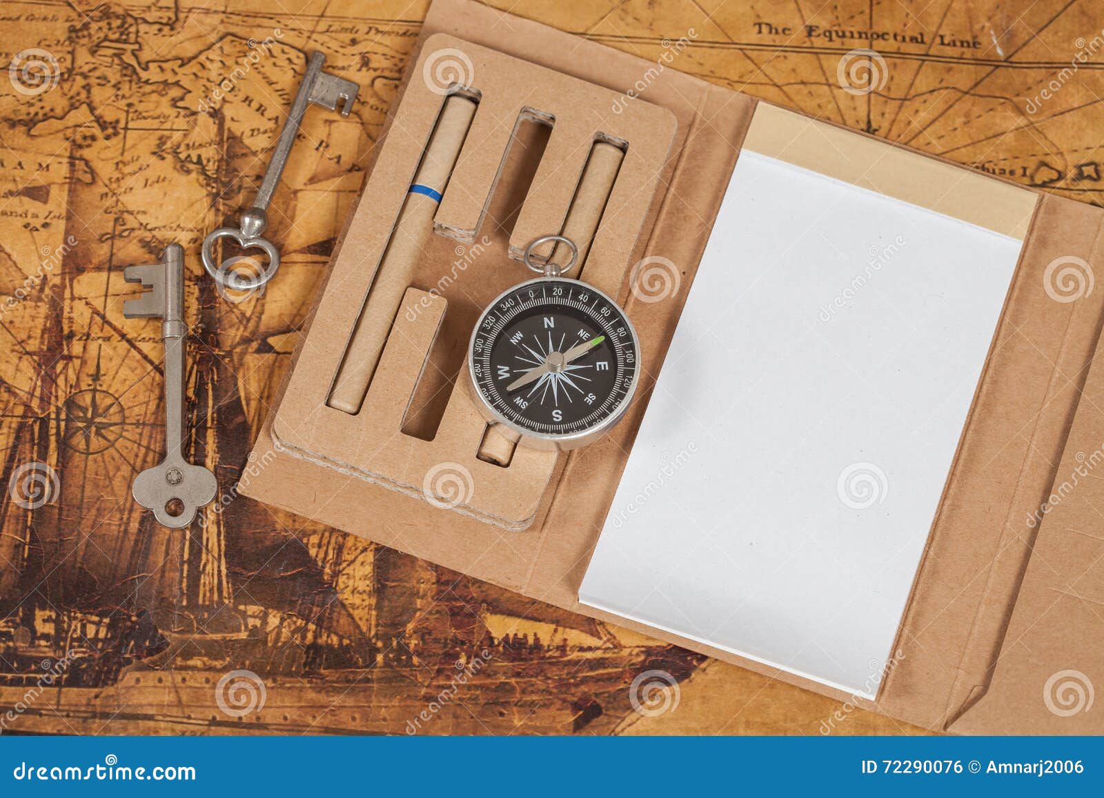 Compass with Note Book on Old Map Vintage Stock Photo - Image of book ...