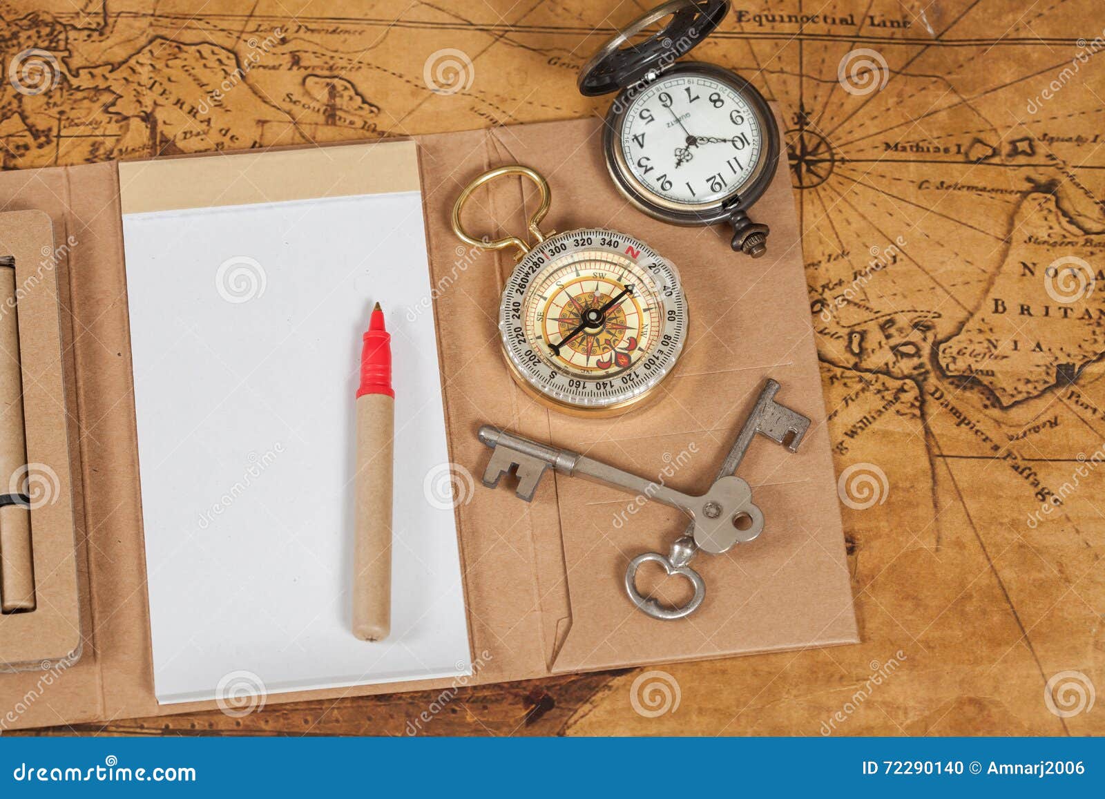 Compass with Note Book on Old Map Vintage Stock Photo - Image of book ...