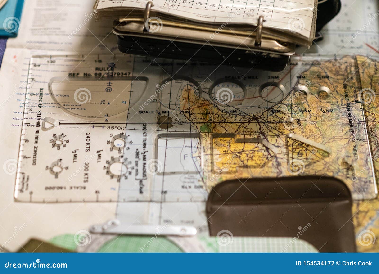 Compass, Notes, Protractor and Map from WW2 Map Room. Orienteering ...