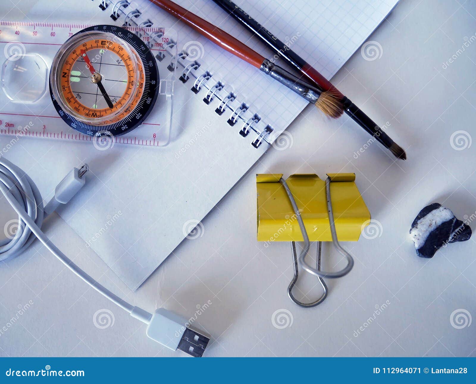 Compass and Objects on a White Background for Travel Stock Image ...