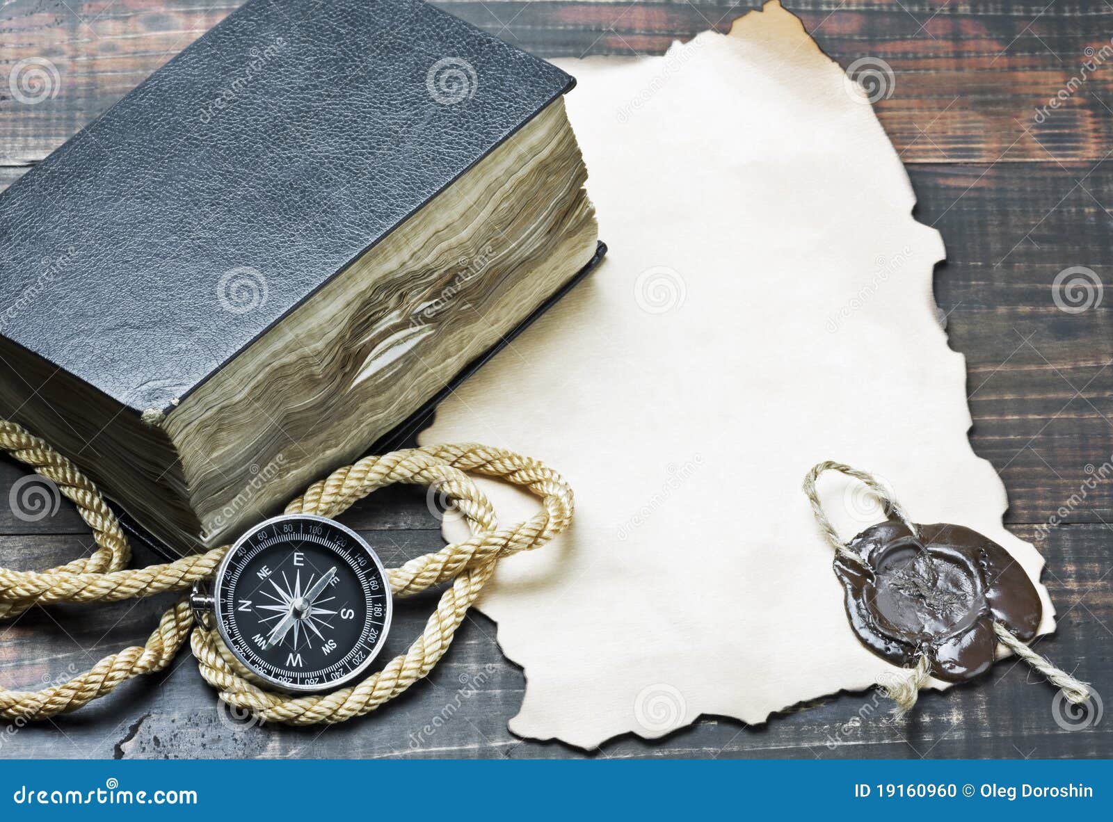 Compass and an old book stock photo. Image of direction - 19160960