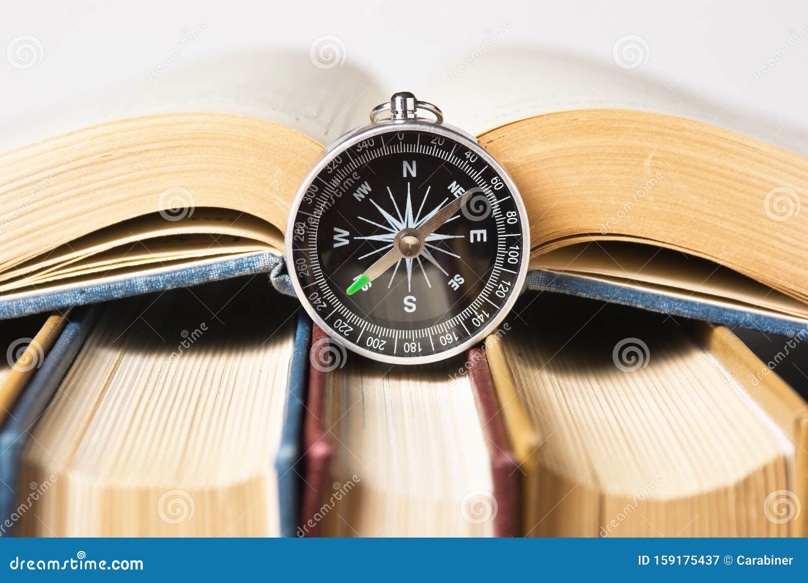 Compass and old books stock image. Image of college - 159175437