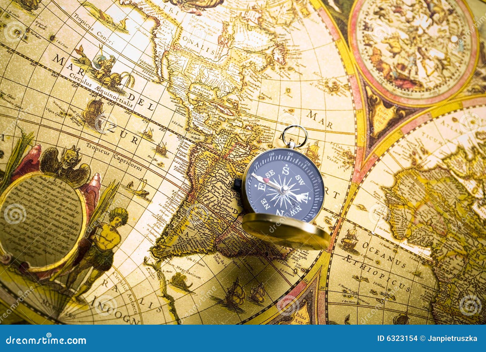 Compass on the old map stock photo. Image of compasses - 6323154