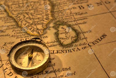Compass and Old Map India stock photo. Image of history - 25551854