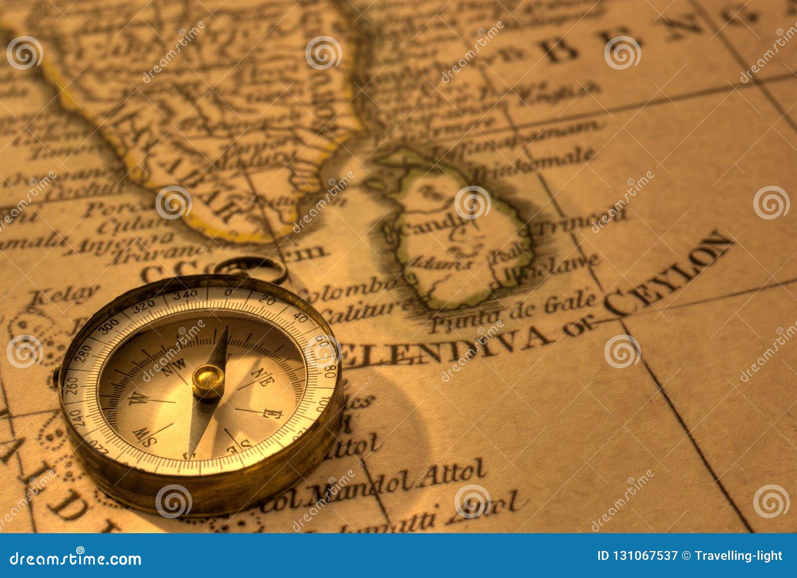 Compass and Old Map India stock image. Image of india - 131067537