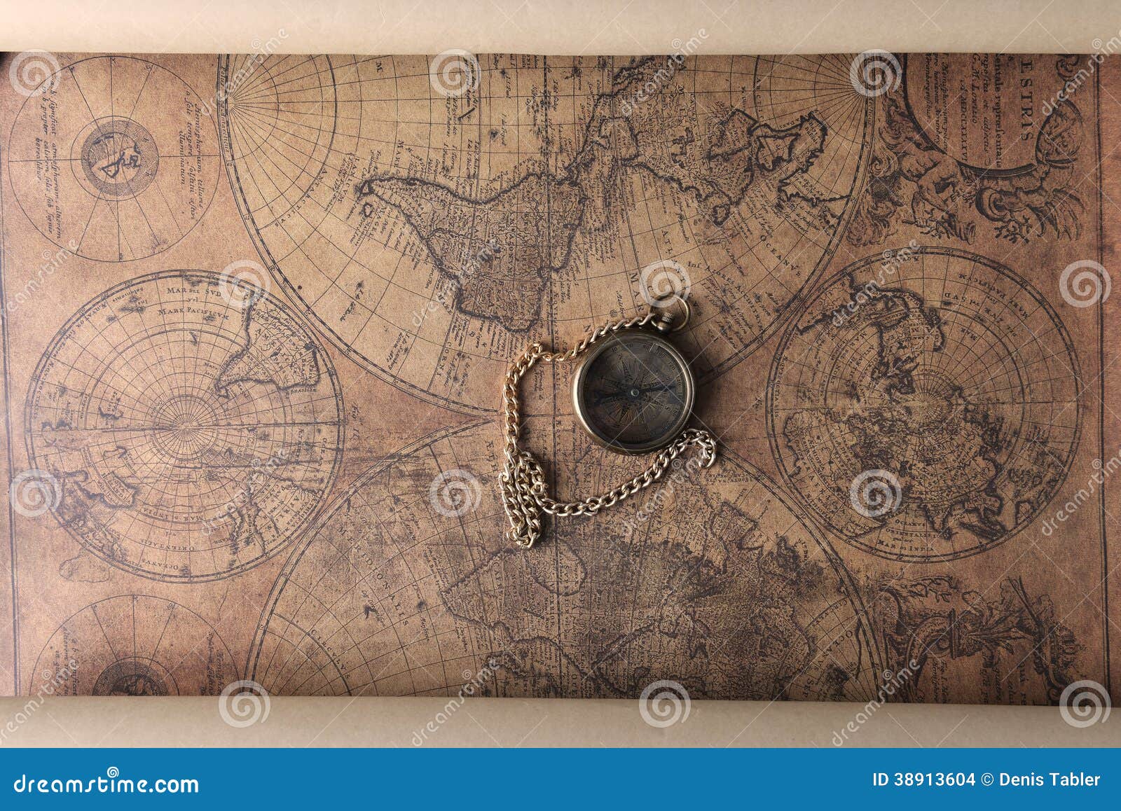 Compass on old map stock photo. Image of page, stain - 38913604
