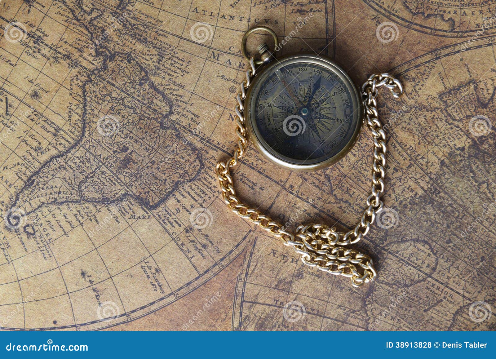 Compass on old map stock photo. Image of vintage, tool - 38913828