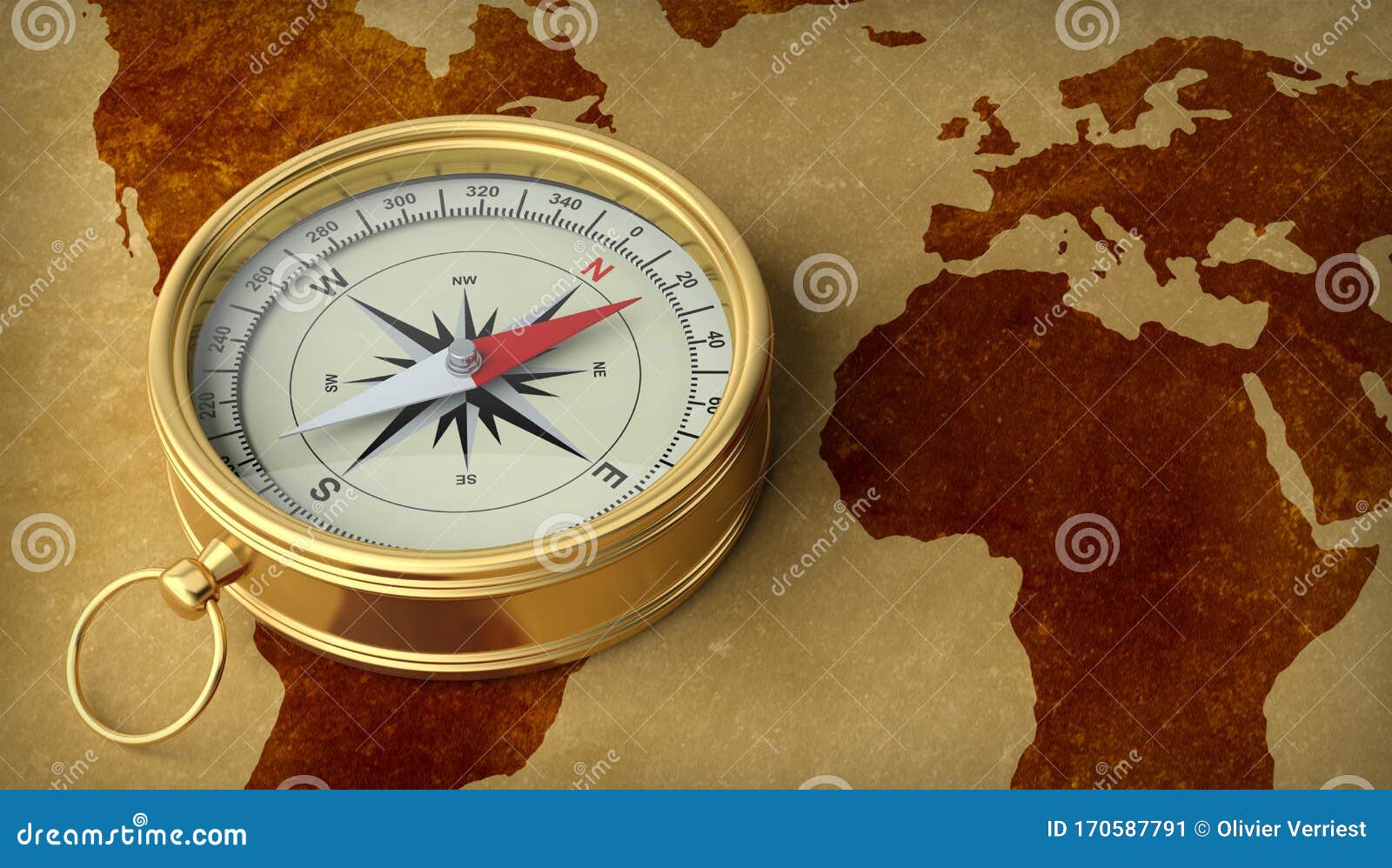Compass Old Map Vintage World Earth 3D Stock Image - Image of vacation ...