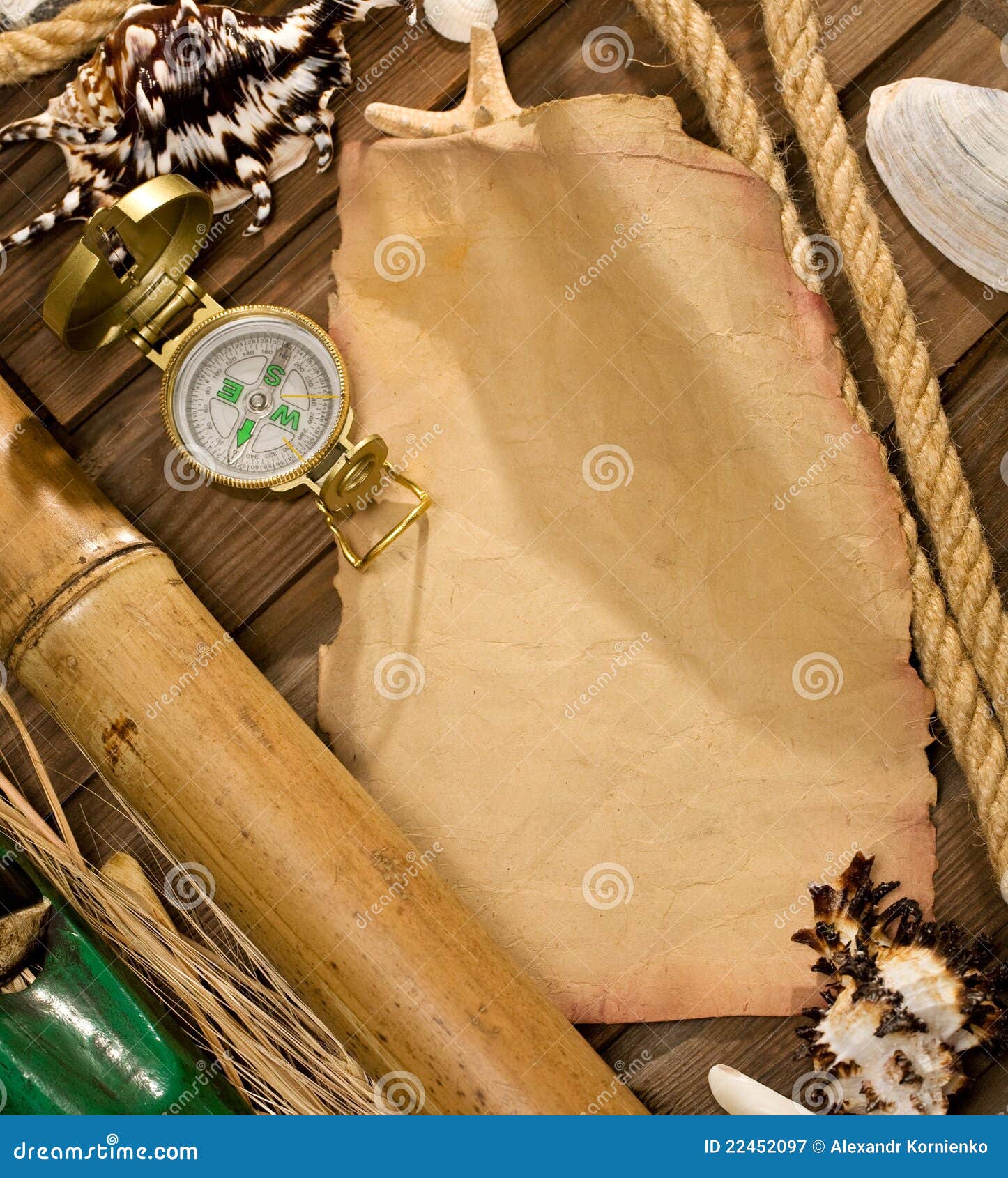 The Compass on the Old Paper Stock Image - Image of lost, instrument ...