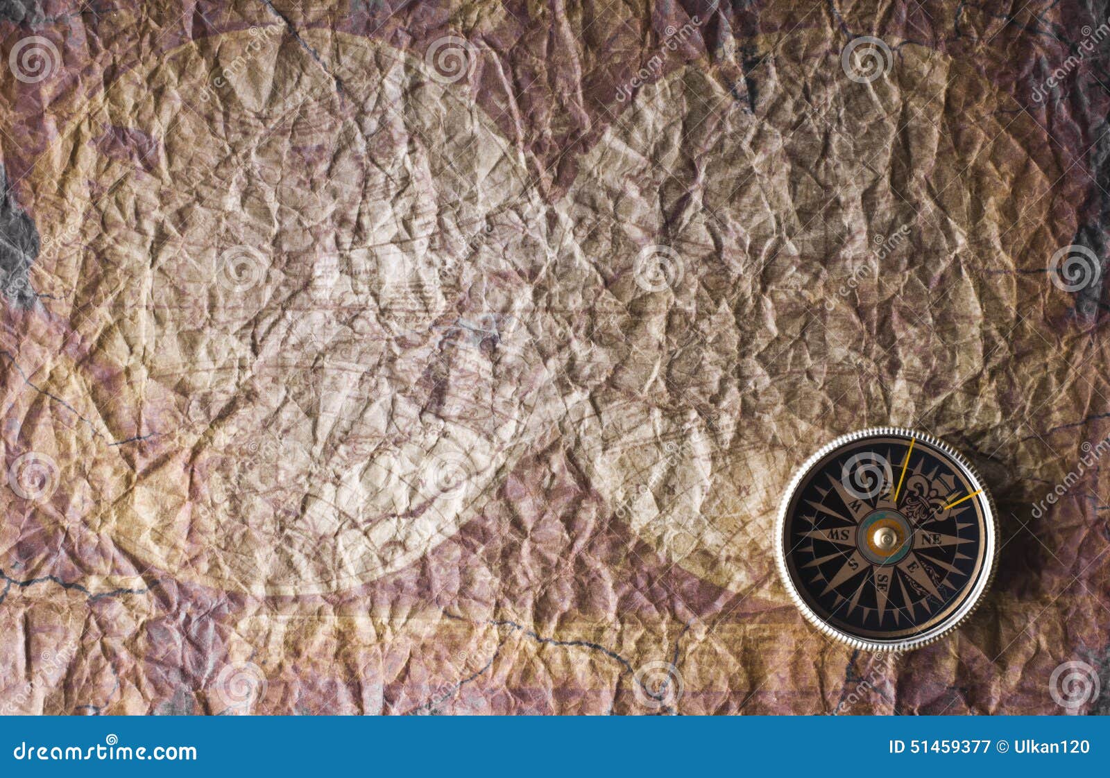 Compass on old paper stock image. Image of east, latitude - 51459377