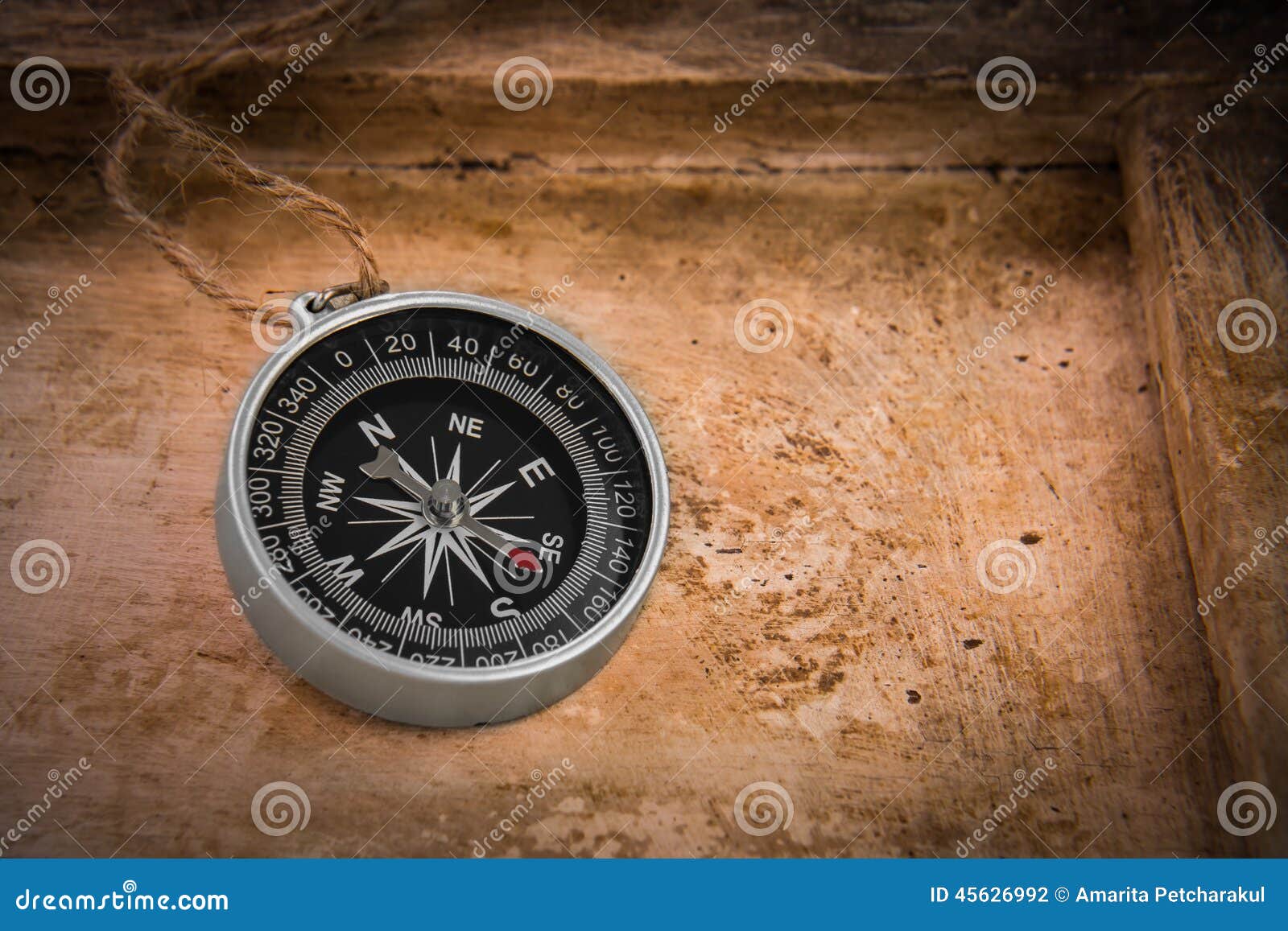 Compass on Old Wooden Table Stock Photo - Image of wood, navigator ...
