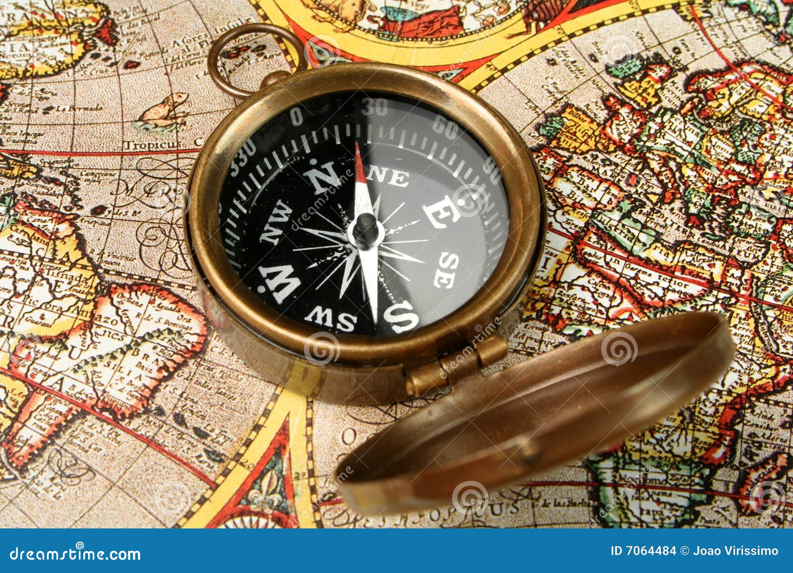 Compass & Old World Map Stock Photo - Image of cardinal, accuracy: 7064484