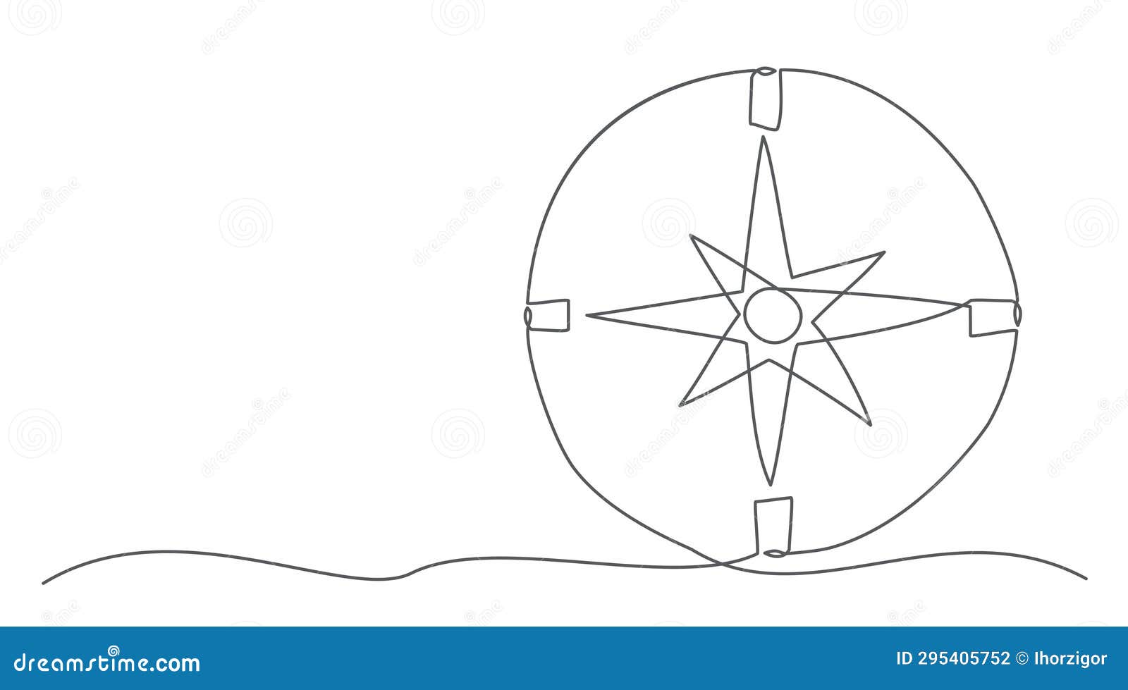 Compass One Line Drawing Isolated on White Background Stock ...