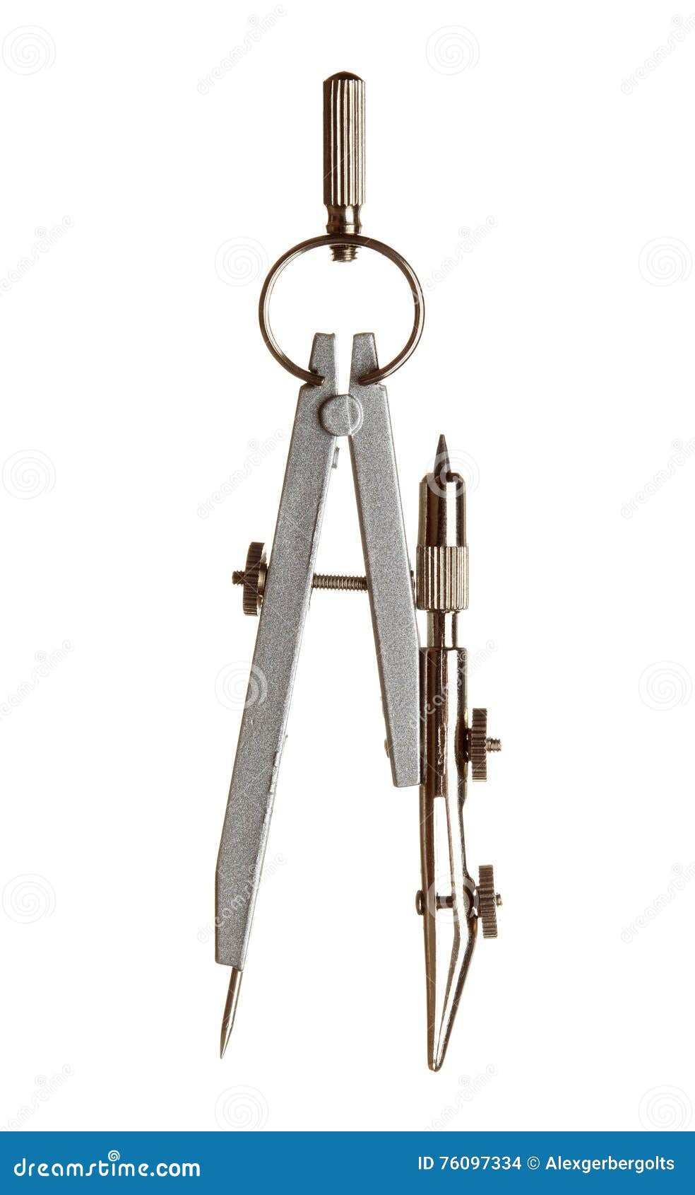 Compass Opened with Adjustment Knob Over White Stock Photo - Image of ...