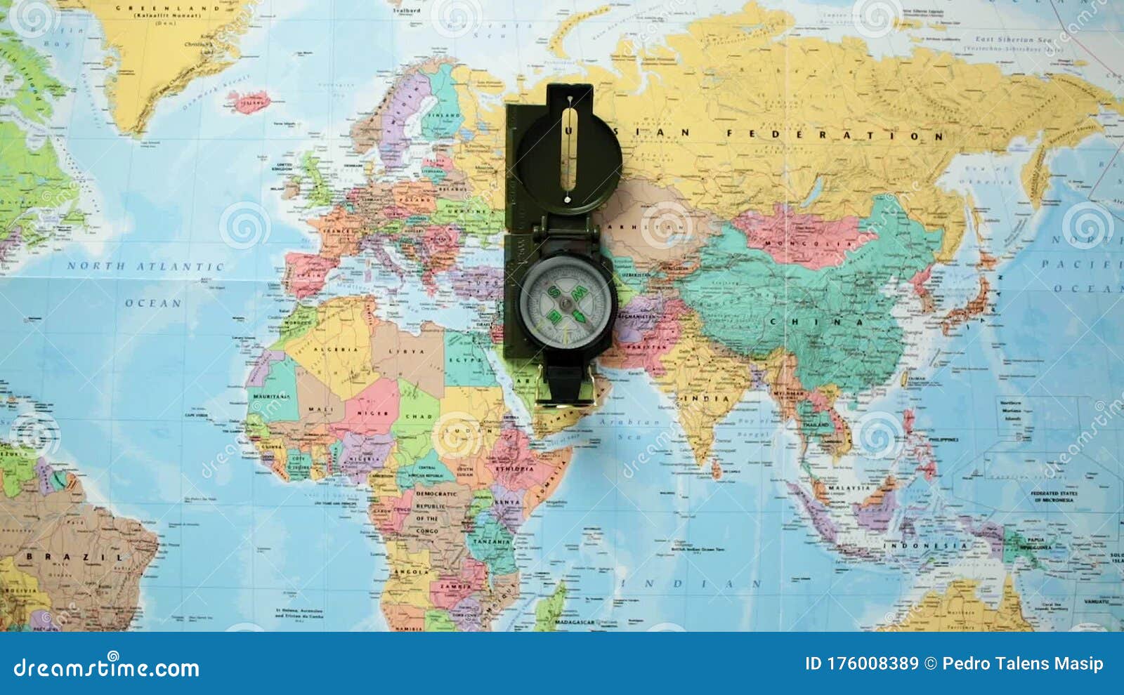 Compass in Operation on a World Map Stock Video - Video of explorer ...