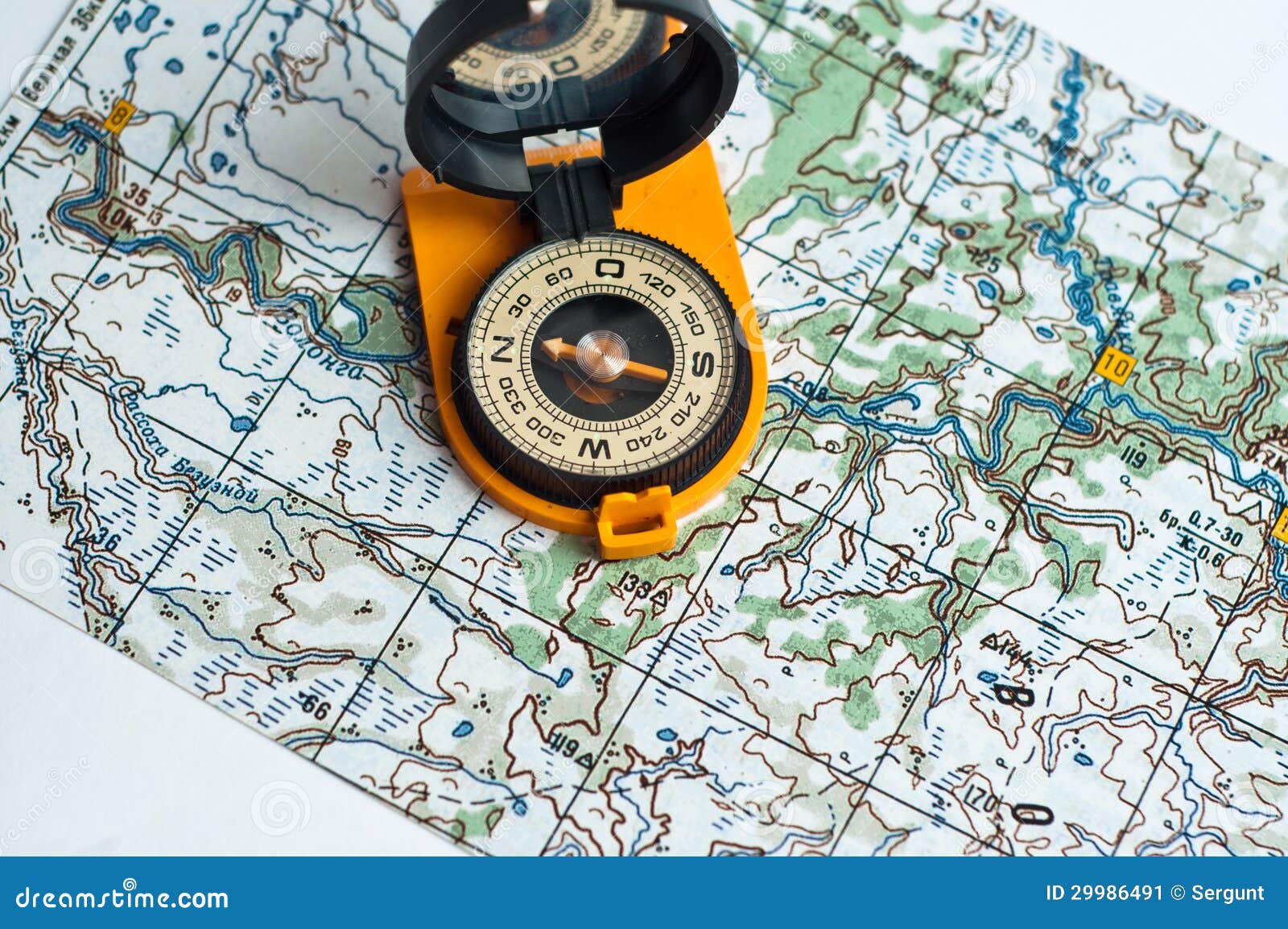 Compass and a map. stock image. Image of icons, symbol - 29986491