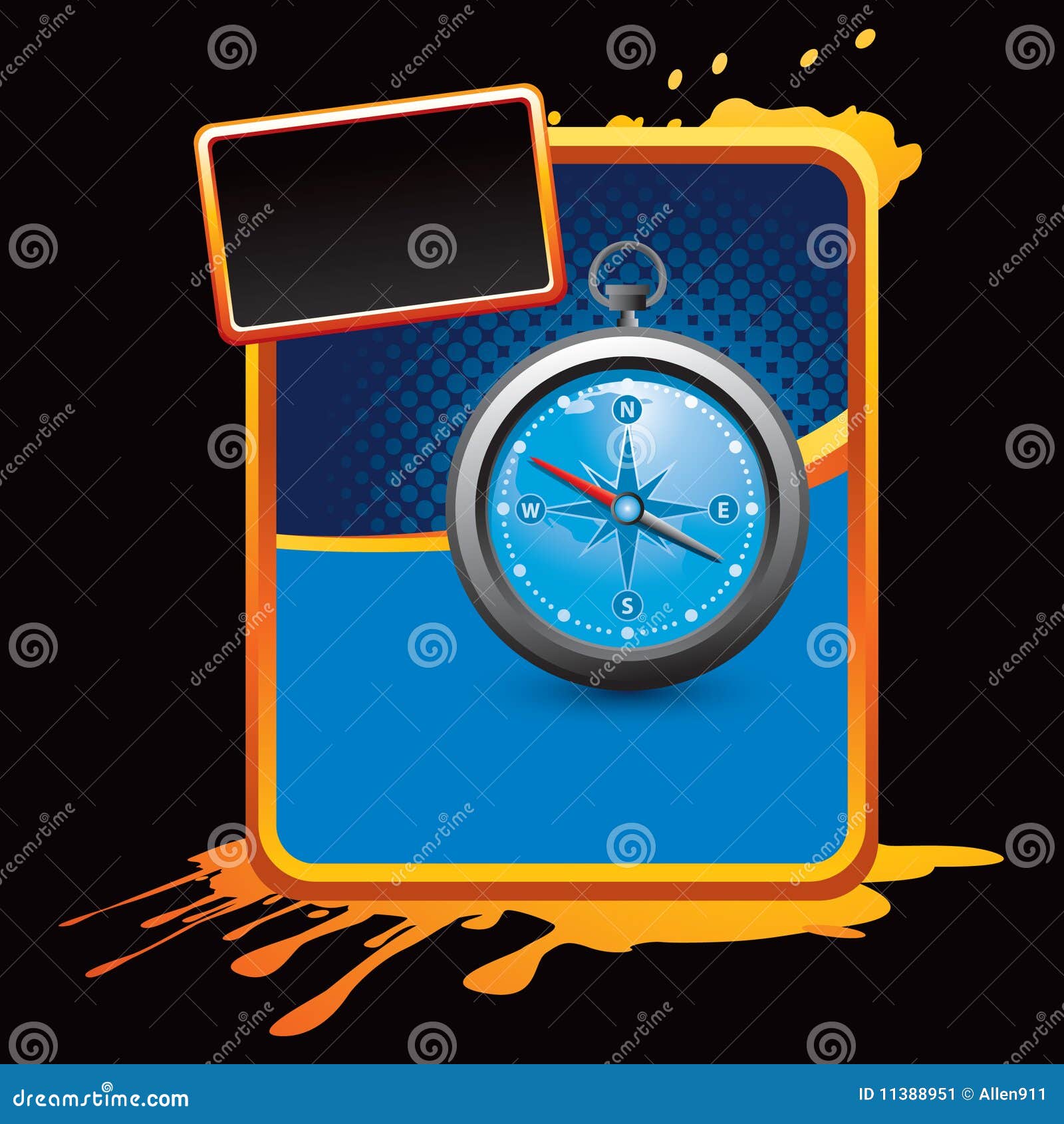 Compass on Orange Grungy Advertisement Stock Vector - Illustration of ...