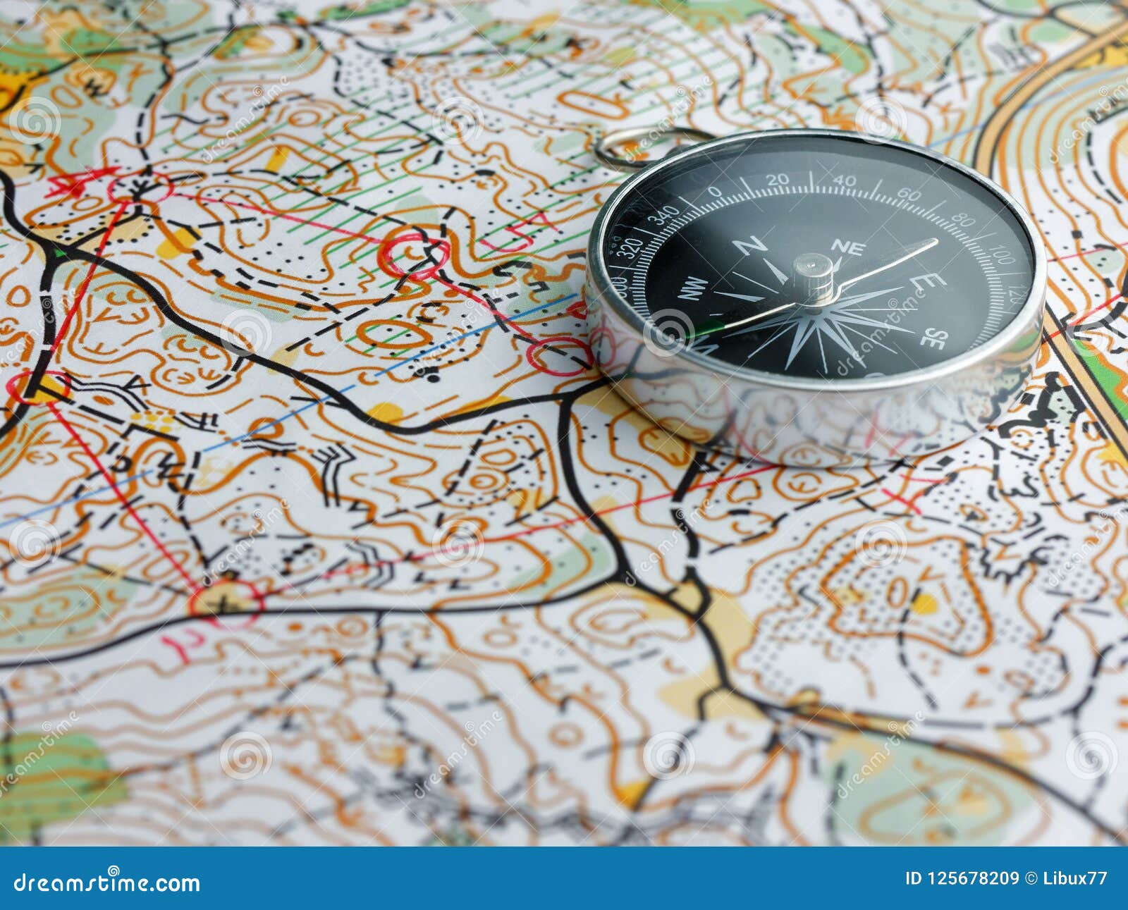 Compass on Orienteering Map Stock Image - Image of geographic, point ... Compass on Orienteering Map Stock Image - Image of geographic, point ...