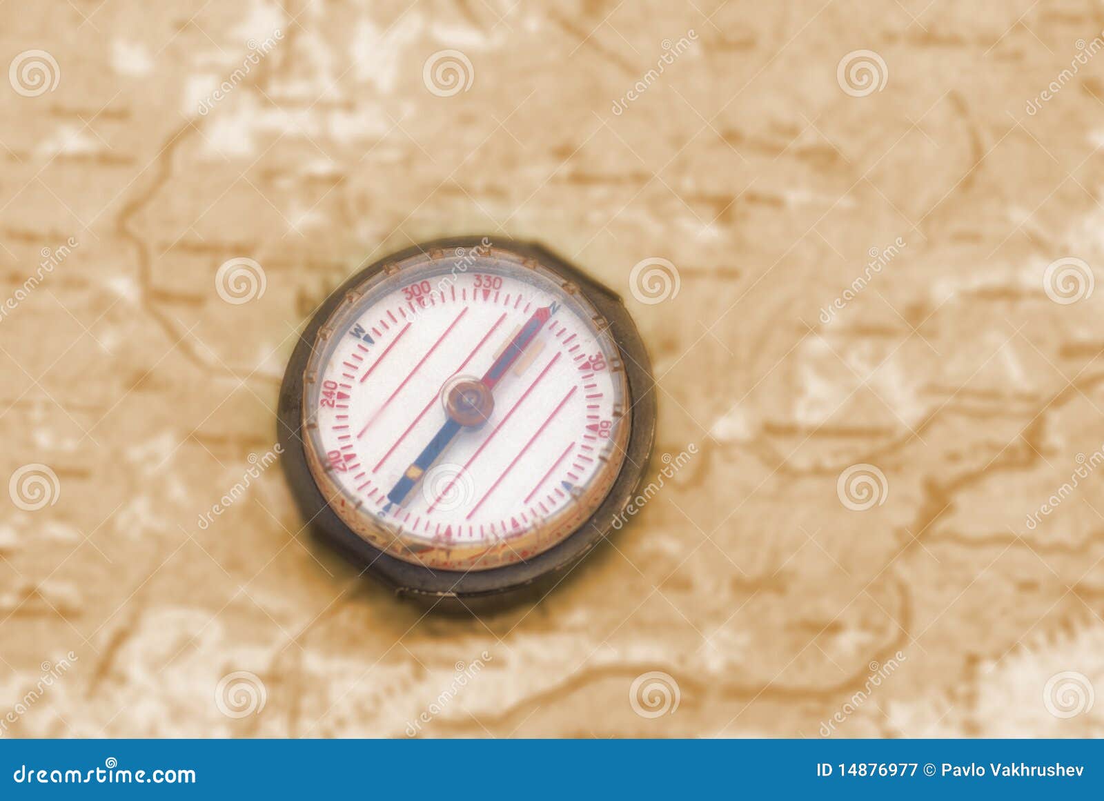 Compass over the map stock image. Image of east, equipment - 14876977
