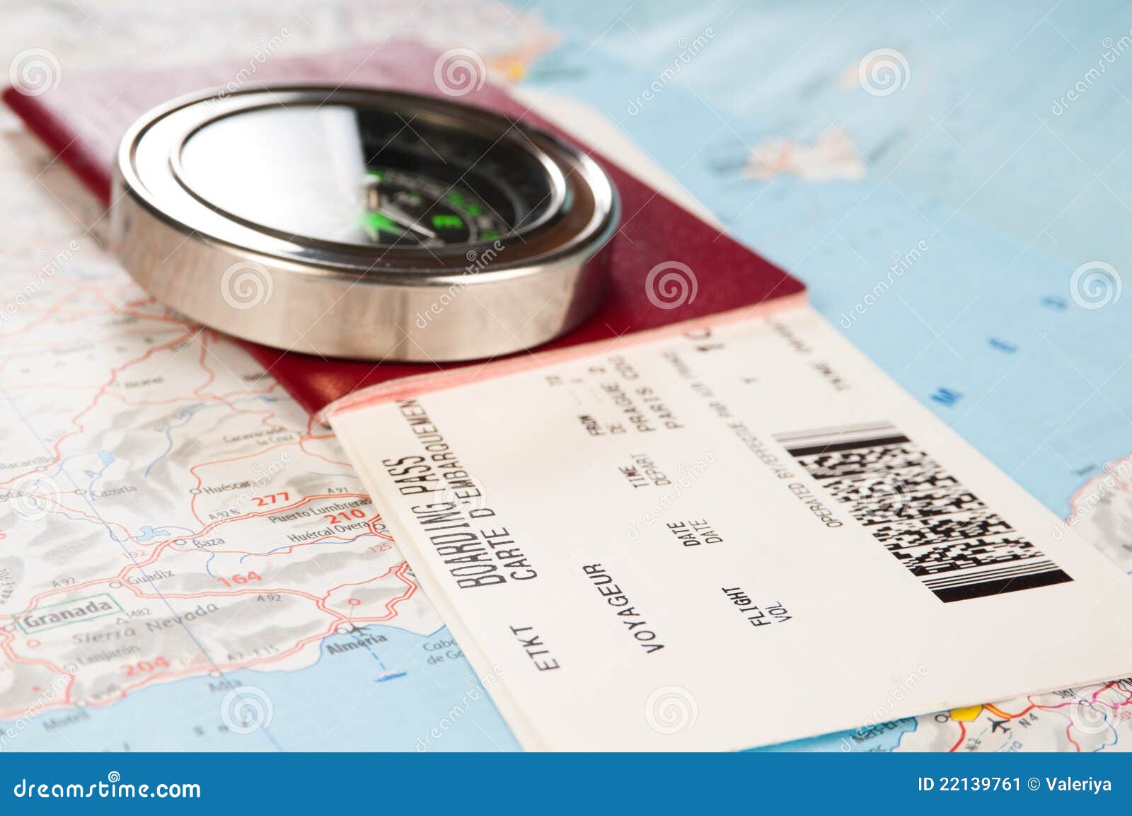 Compass and Passport with Boarding Pass Stock Image - Image of boarding ...