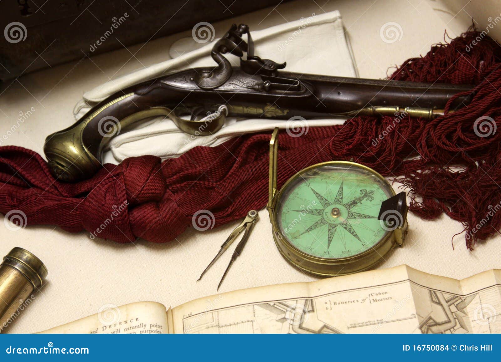 Compass and Pistol stock photo. Image of guidance, magnetic - 16750084