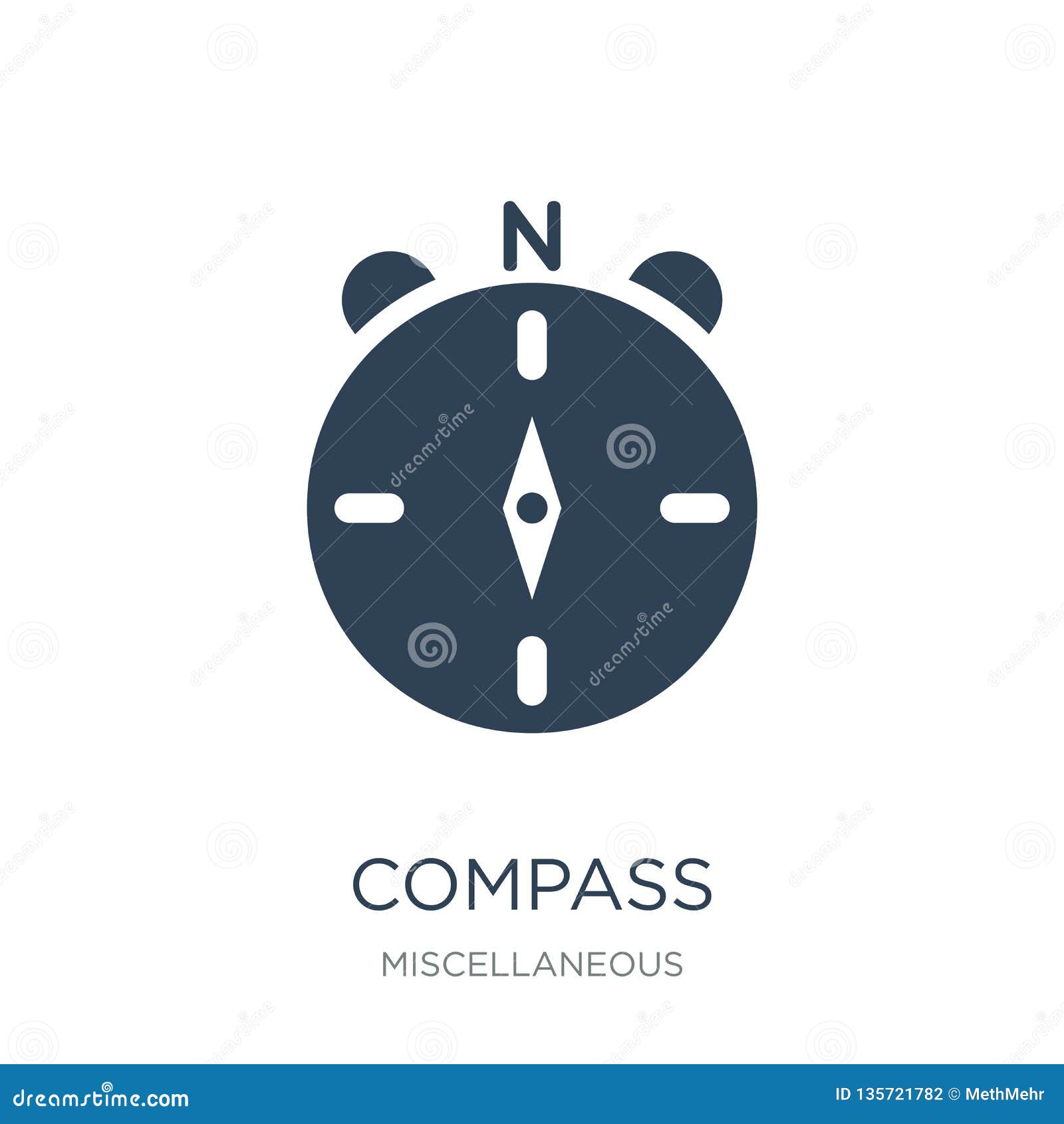Compass Pointing North Icon in Trendy Design Style. Compass Pointing ...