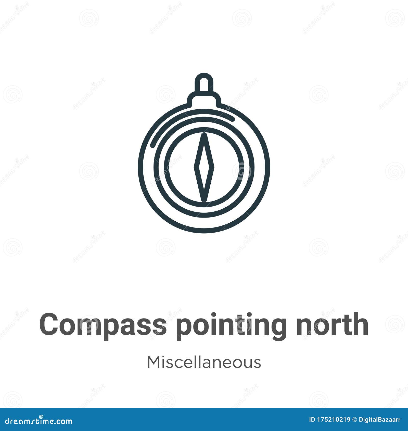 Compass Pointing North Outline Vector Icon. Thin Line Black Compass ...